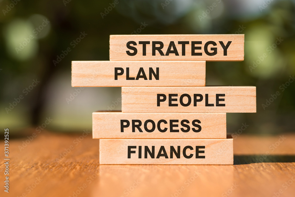 project management flow chart or mind map - concept on wooden blocks ...