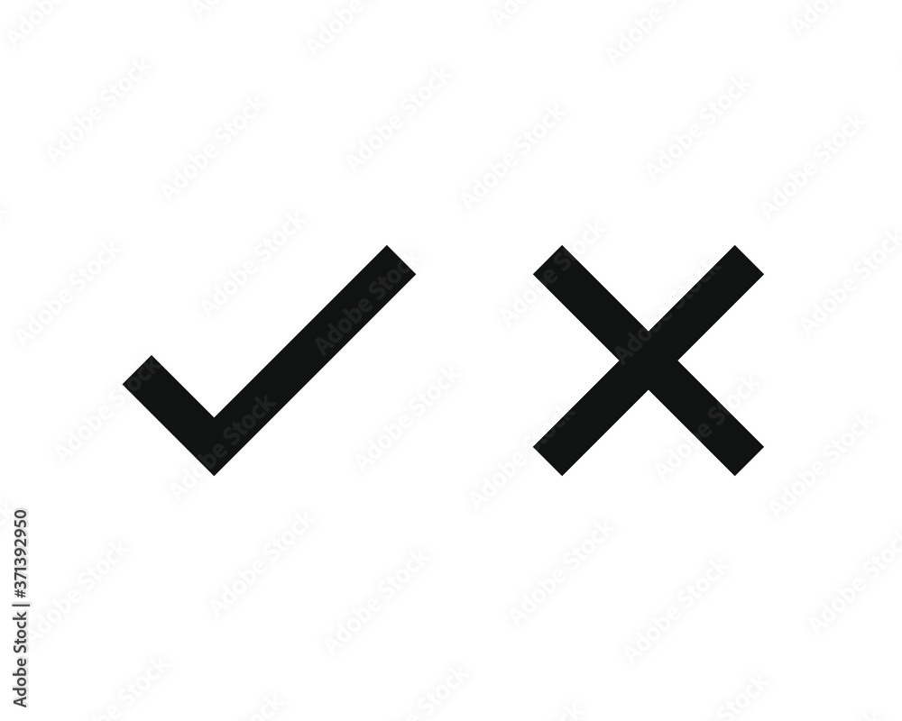 Check mark vector icon set. Right and wrong symbol. Approved and denied ...
