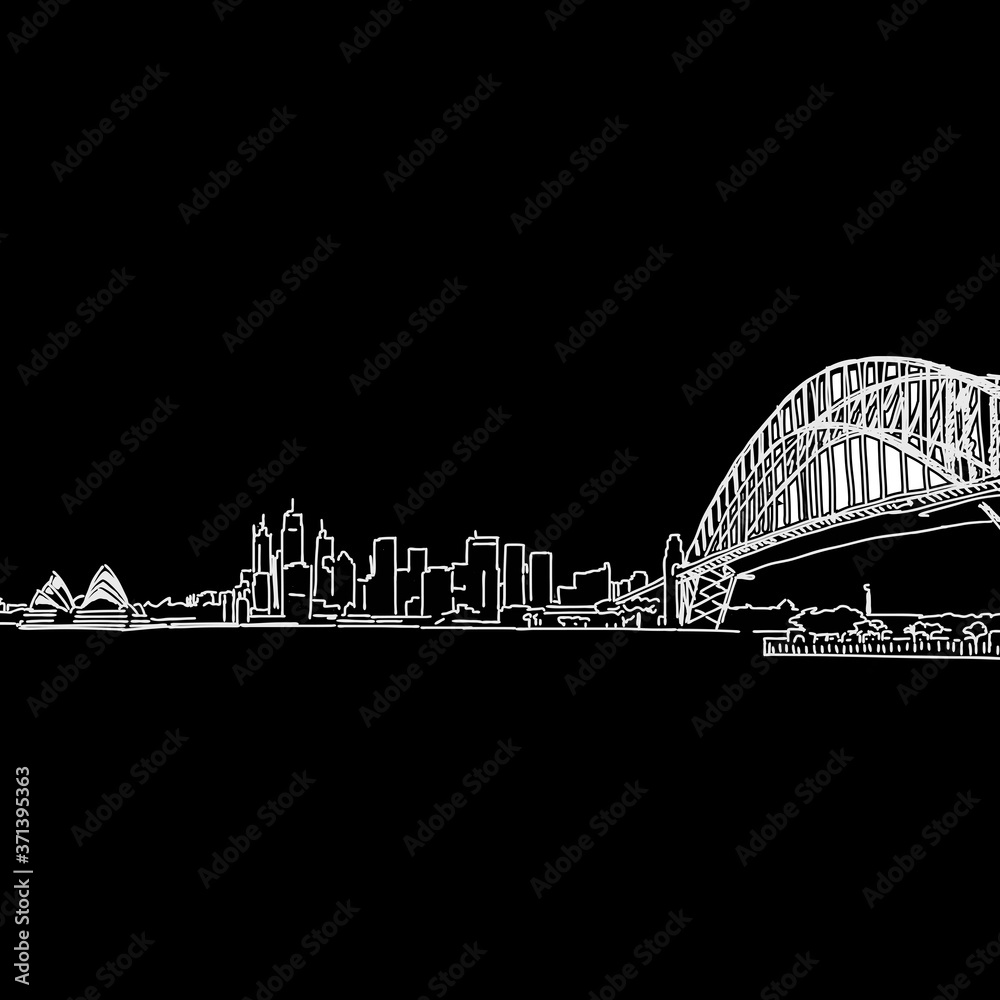 Sydney skyline drawing Stock Vector | Adobe Stock