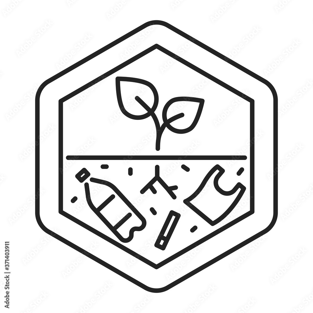 Land degradation black line icon. Ecological disaster. Isolated vector ...