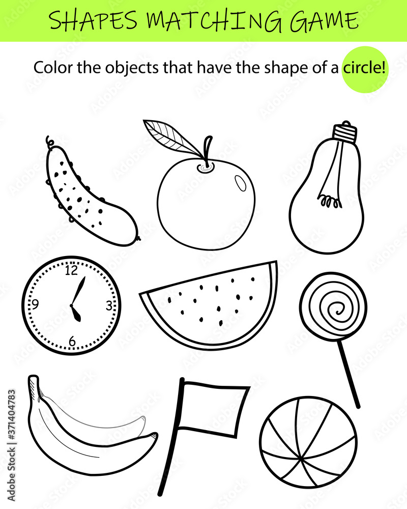 Shapes matching game. Educational task for kids. Worksheet for ...