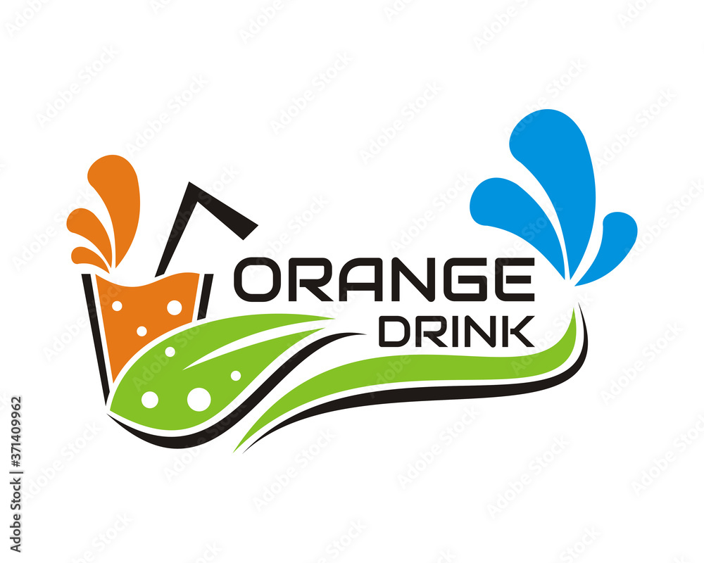 illustration vector graphic of orange drink on the glass with plastic ...