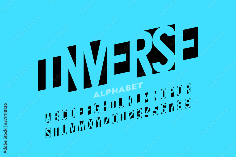 Negative space style font, alphabet letters and numbers Stock Vector ...