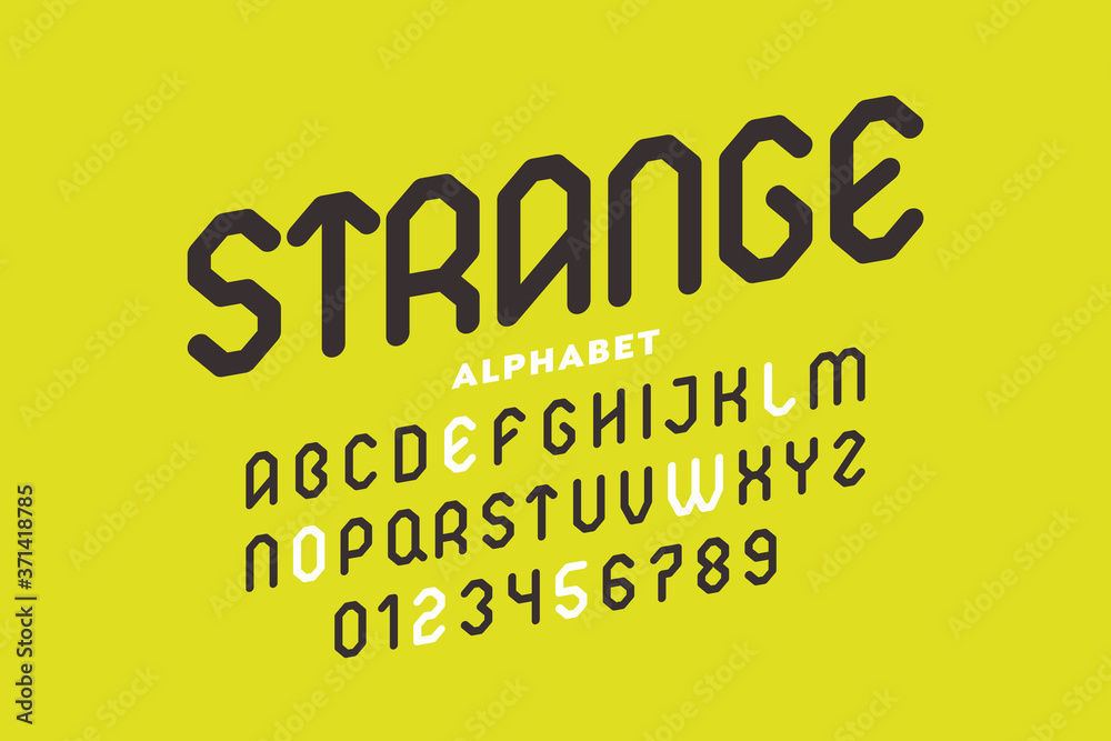 Very strange font, alphabet letters and numbers Stock Vector | Adobe Stock