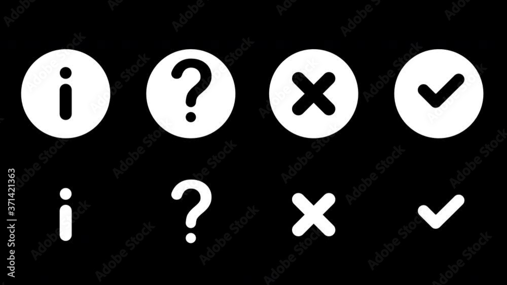 check mark and cross with question and exclamation symbol animation ...