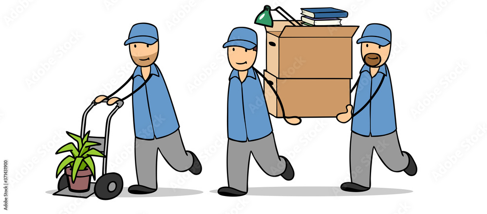 Umzugshelfer von Umzugsunternehmen helfen beim Umzug Stock Illustration ...