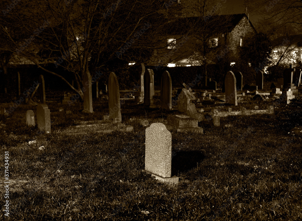 cemetery at night Stock Photo | Adobe Stock
