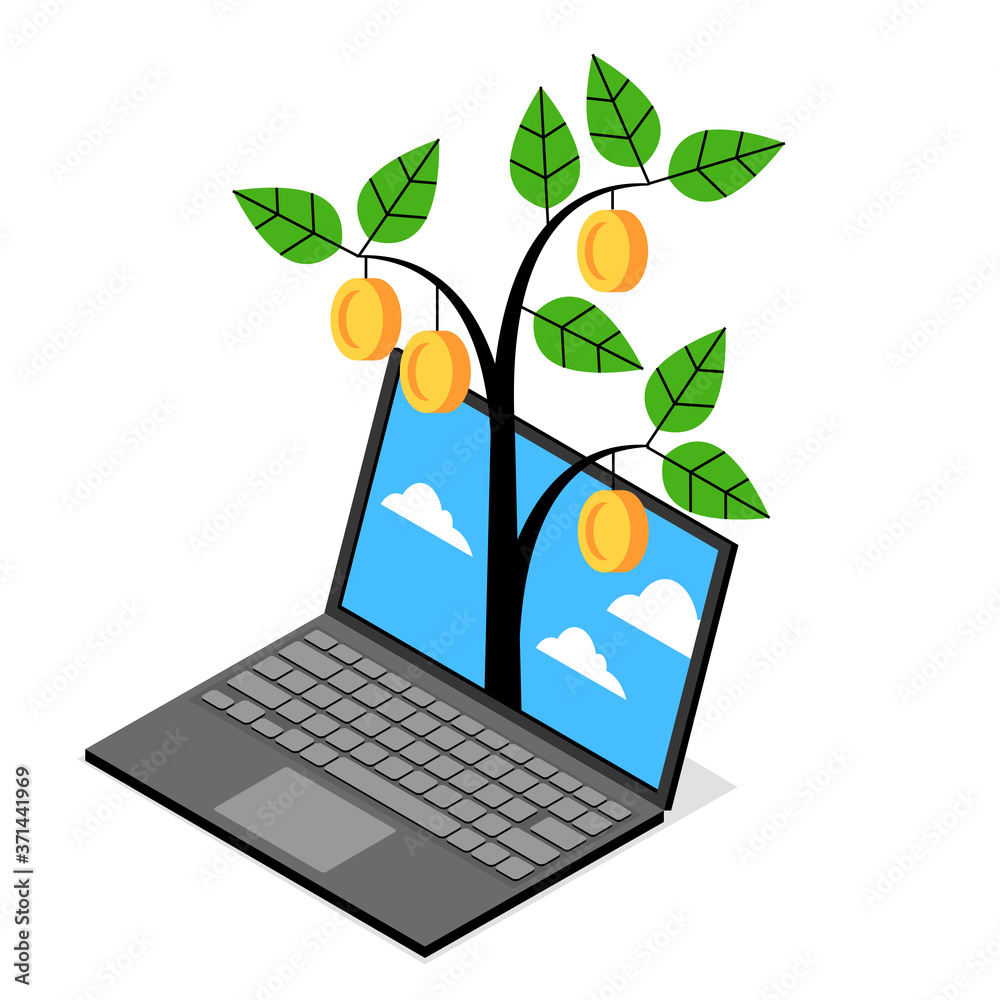 Vector isometric illustration of startup tree isolated on white. Stock Vector | Adobe Stock