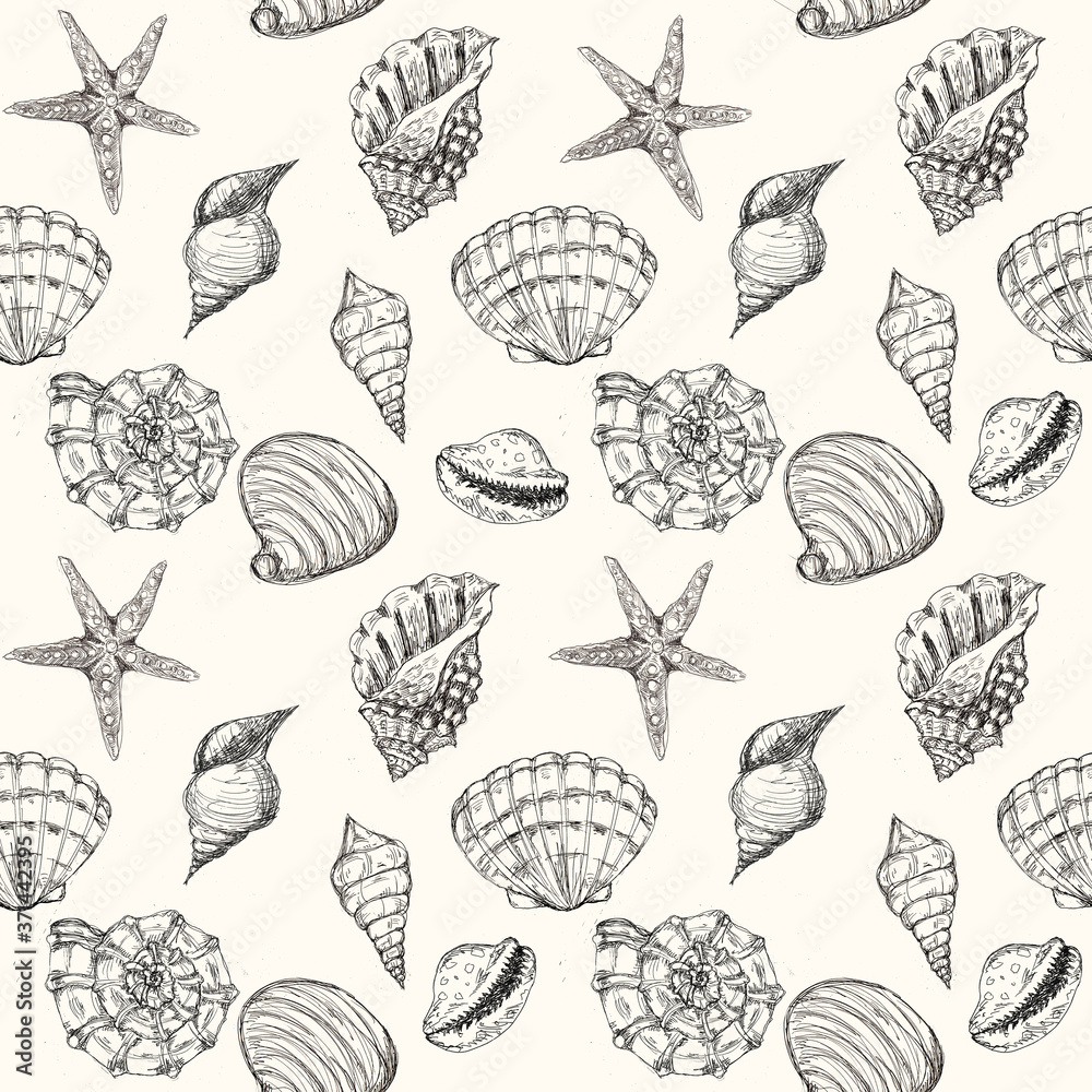 Watercolor hand drawn artistic colorful undersea ocean life seamless ...