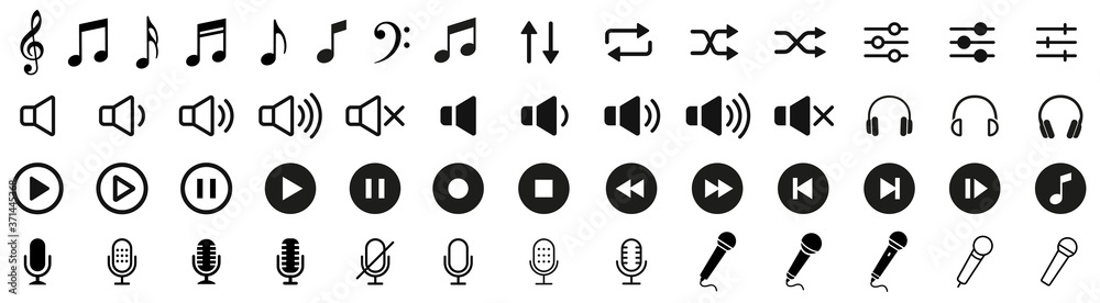 Music and sound icon set. Music sign. Vector Stock Vector | Adobe Stock