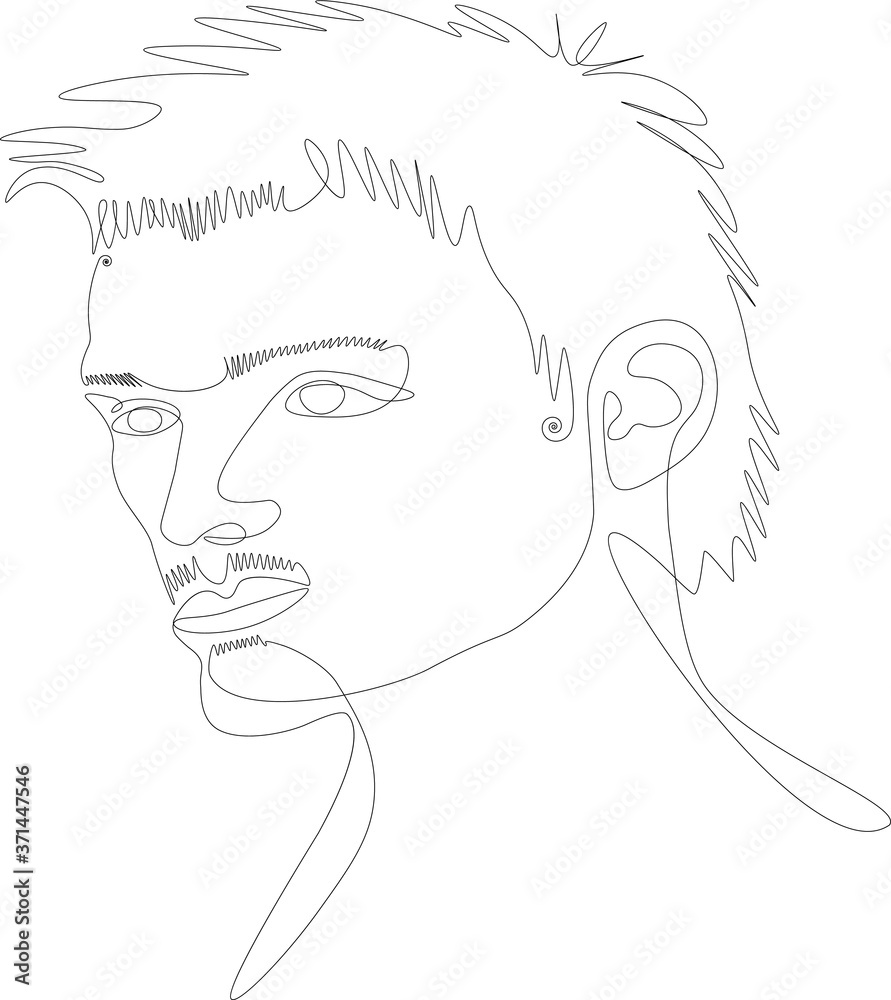 man face one line drawing art abstract vector illustration Stock Vector ...