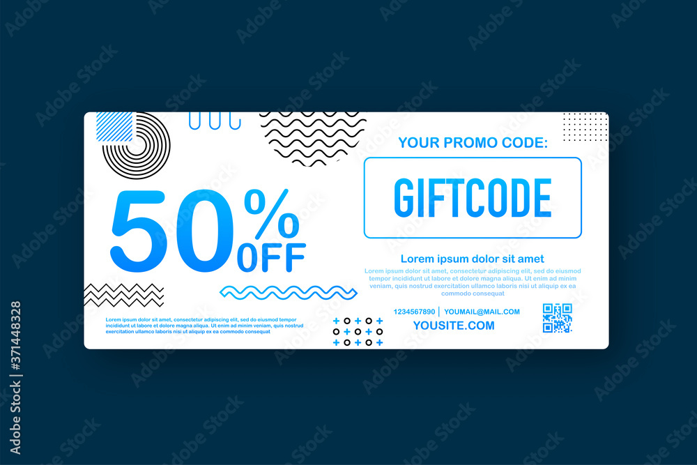 Promo code. Vector Gift Voucher with Coupon Code. Premium eGift Card ...