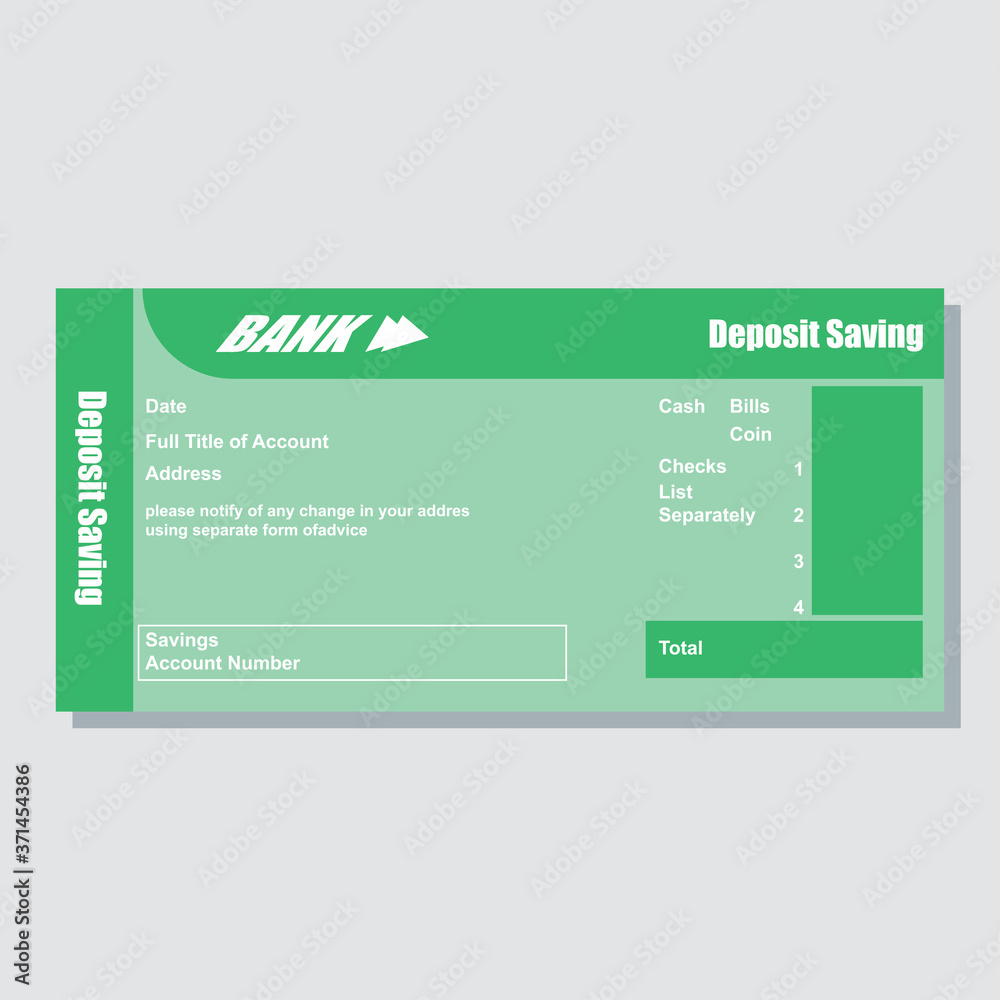 deposit saving account bank payment paper slip with text space to add ...