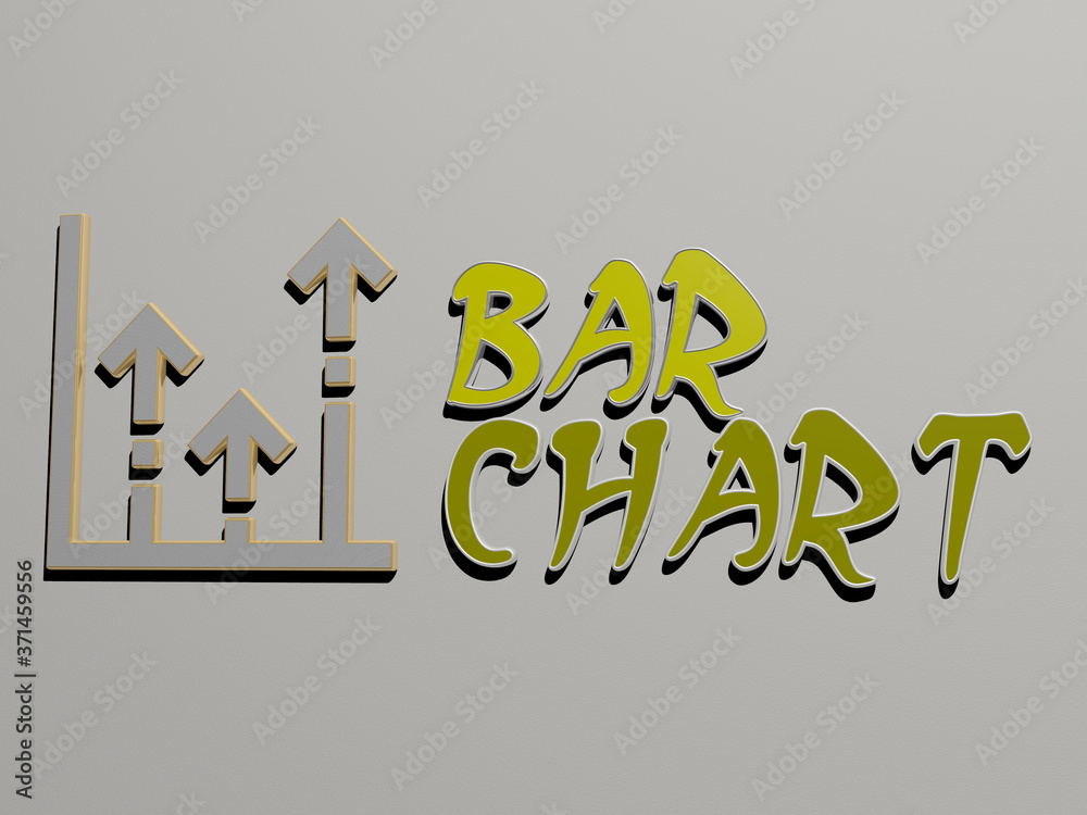 BAR CHART icon and text on the wall - 3D illustration for background ...