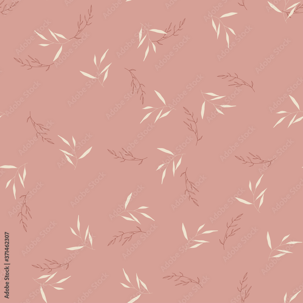 Exotic pink coral pattern with tropical leaves in jungle hawaii style ...