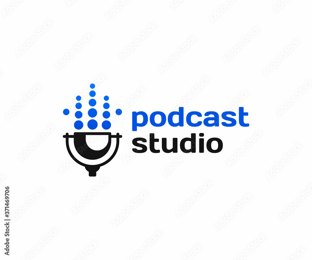 Podcast studio logo design. Broadcasting equipment vector design ...