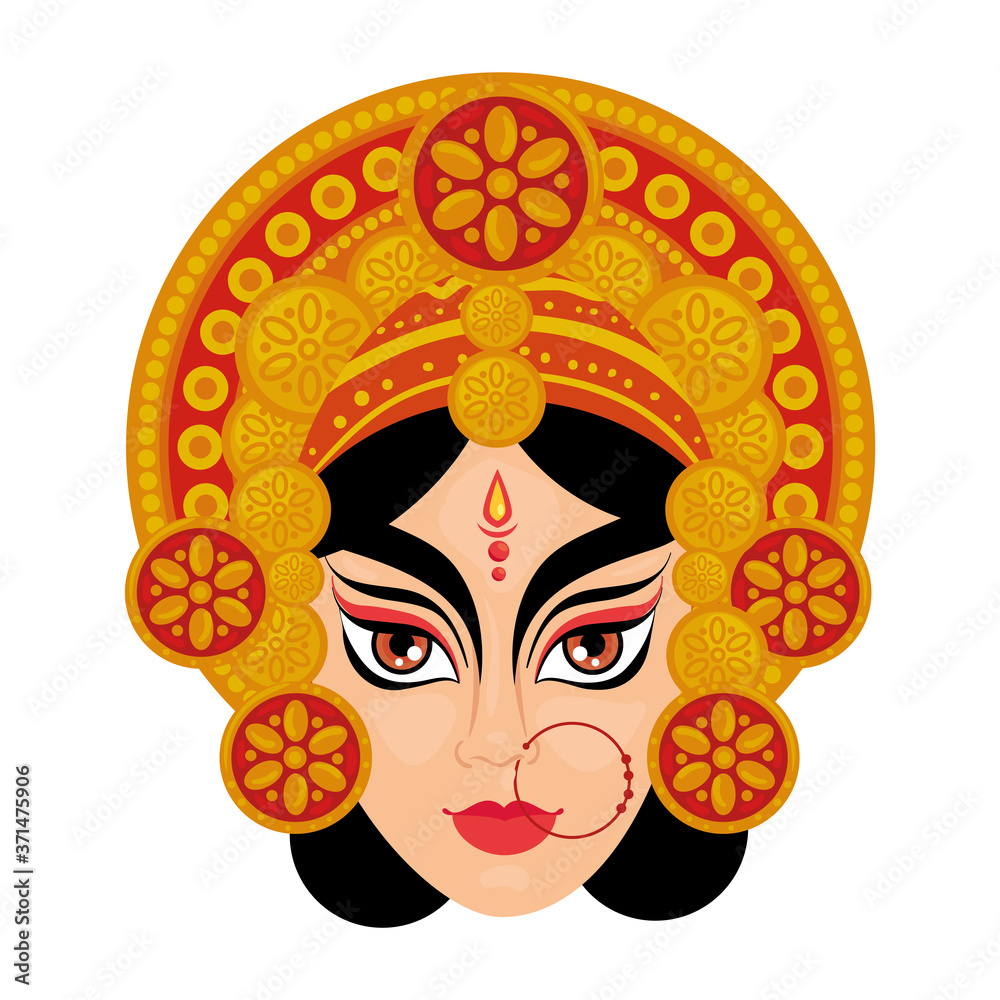 maa durga face on white background vector illustration design Stock ...