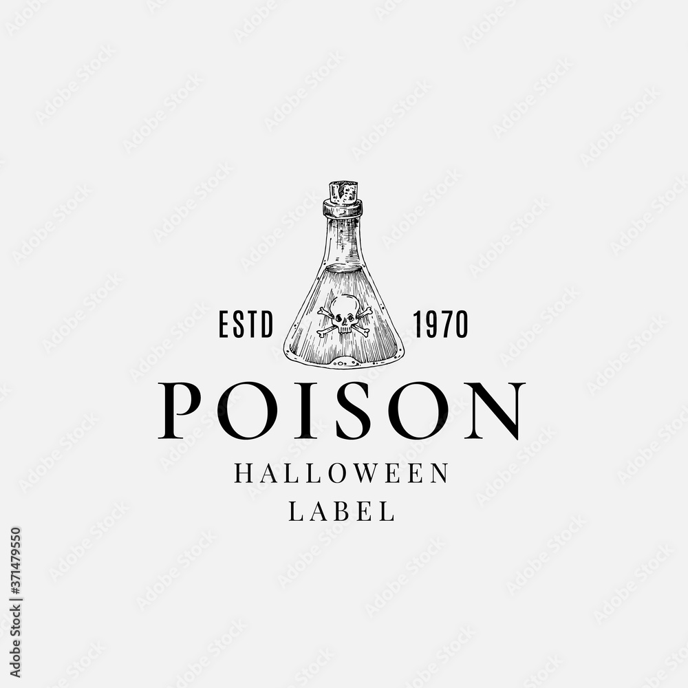 Premium Quality Halloween Logo or Label Template. Hand Drawn Poison ...