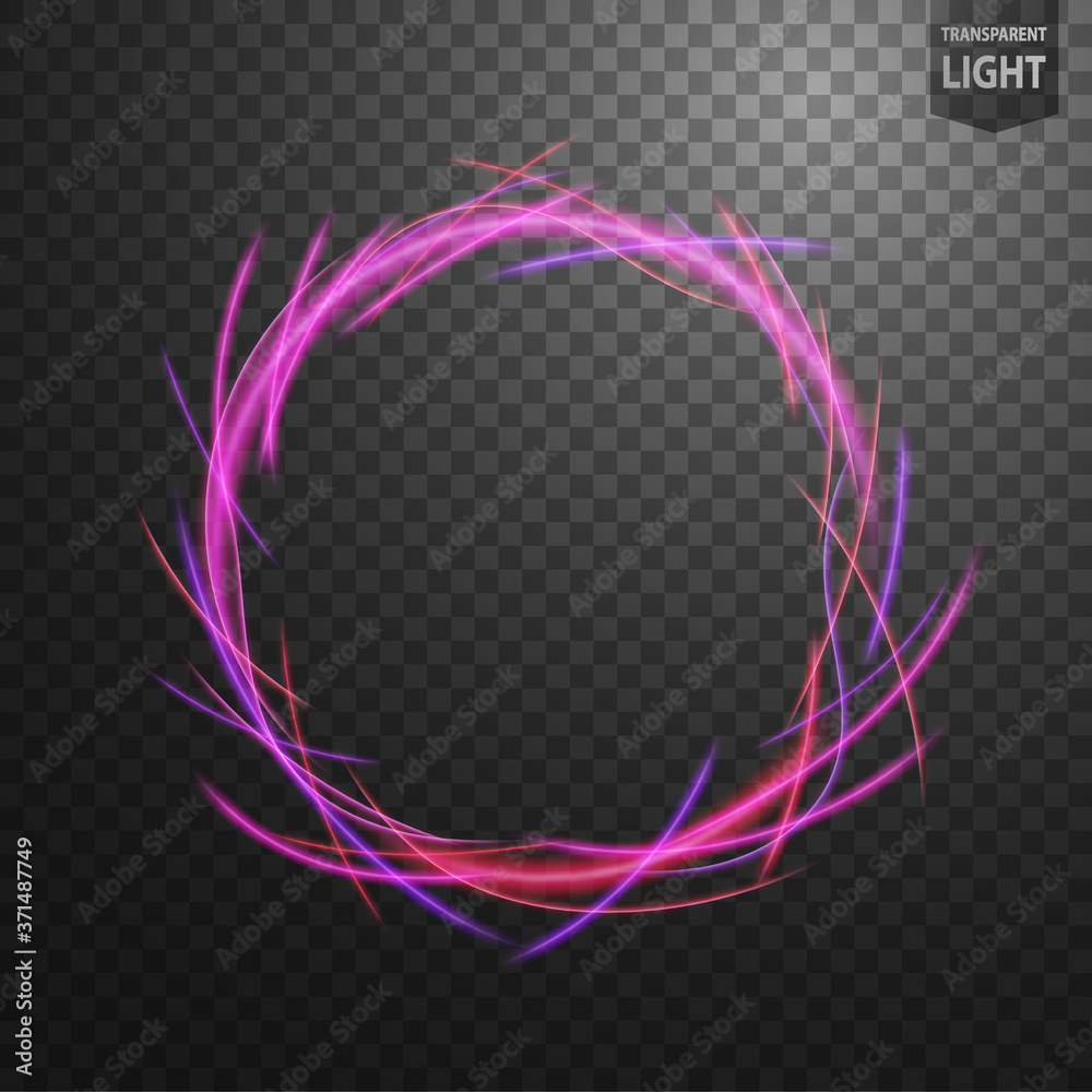 Abstract pink circle line of light with a transparent background ...