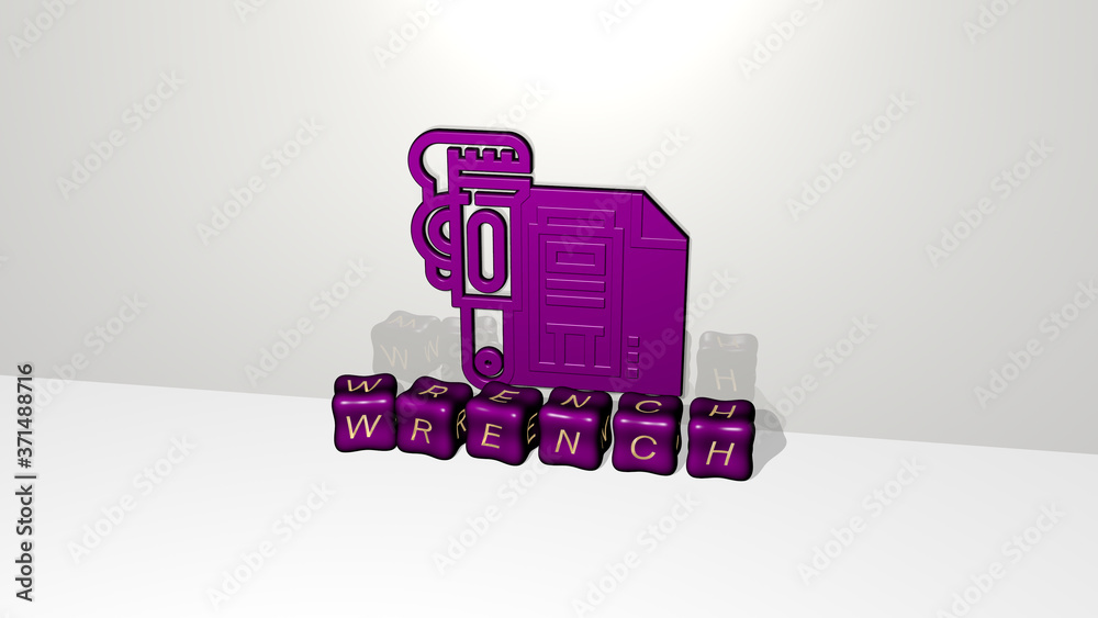 3D graphical image of WRENCH vertically along with text built by ...