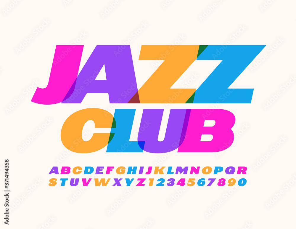 Vector entertainment logo Jazz Club. Colorful creative Font. Bright ...