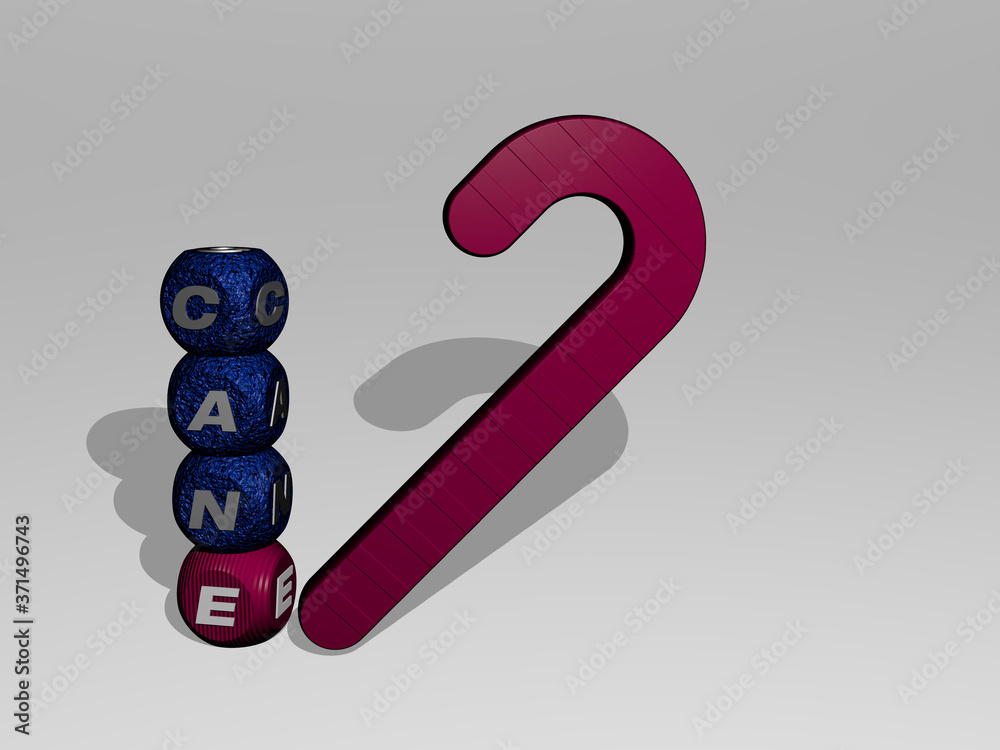 CANE 3D icon and dice letter text - 3D illustration for background and ...
