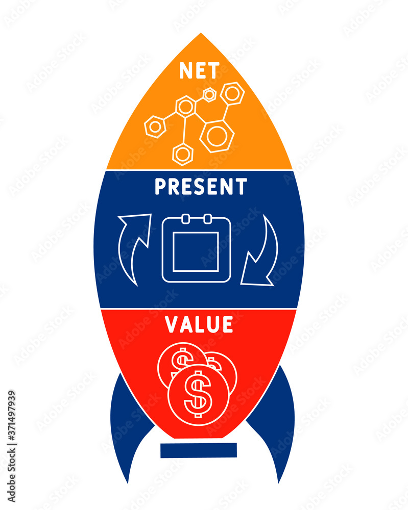 NPV - net present value. acronym business concept. vector illustration ...