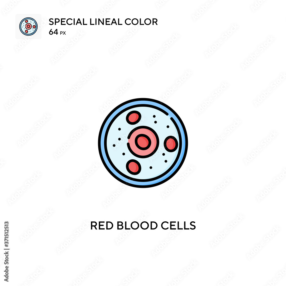 Red blood cells Special lineal color vector icon. Red blood cells icons ...