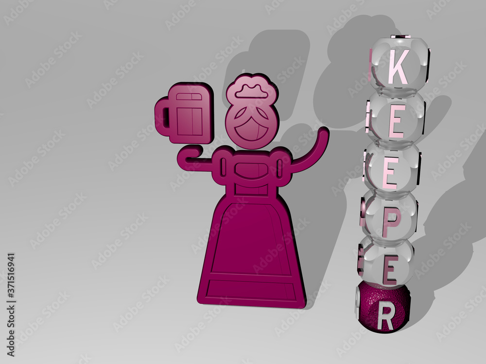 keeper 3D icon beside the vertical text of individual letters - 3D ...