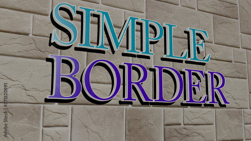 simple border text on textured wall - 3D illustration for icon and ...