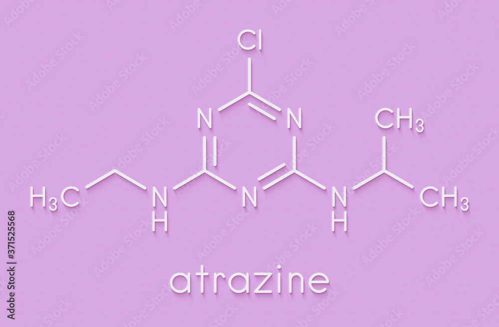 Atrazine broadleaf herbicide molecule. Skeletal formula. Stock ...