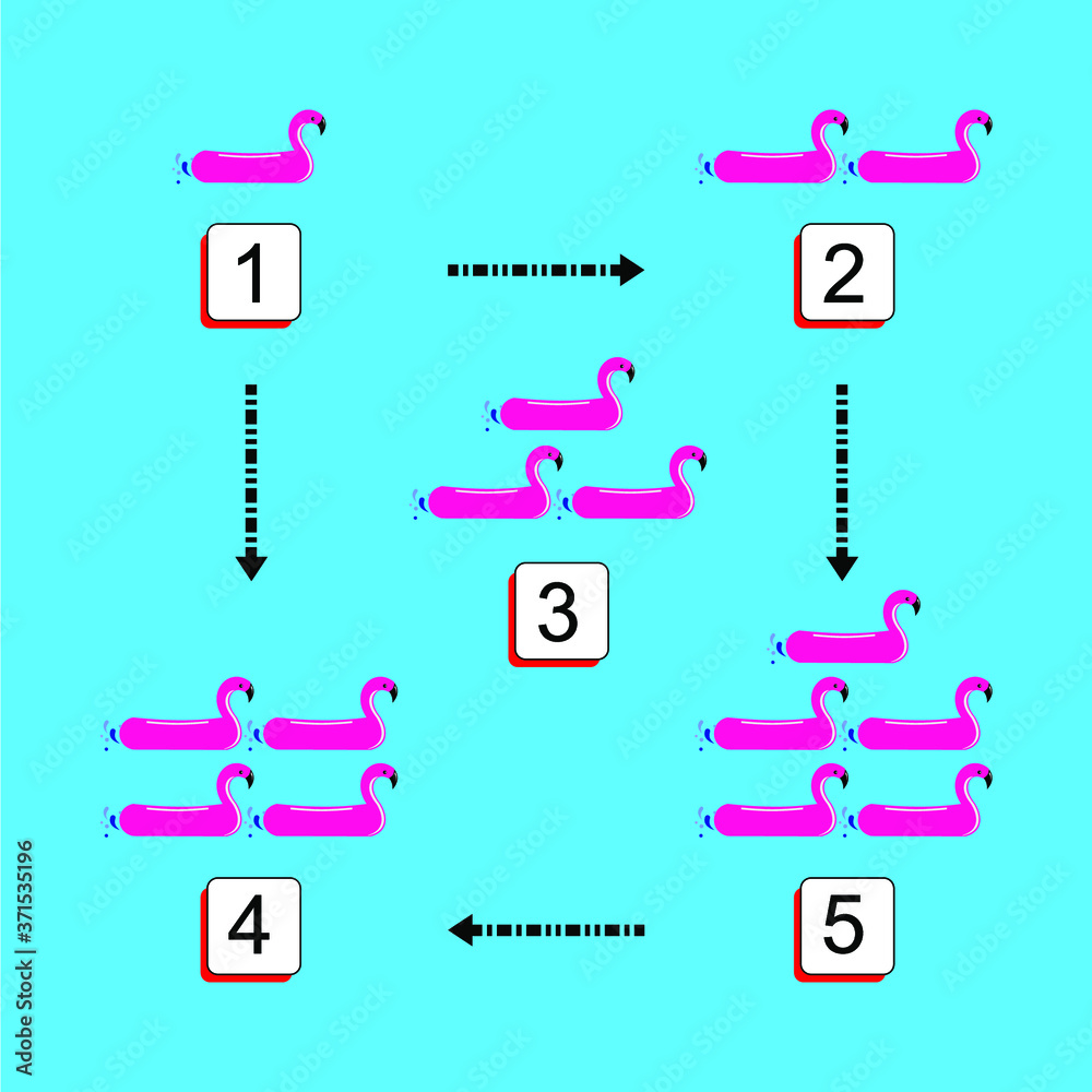 learning numbers 1 to 5 using swan, count, study, student Stock Vector ...