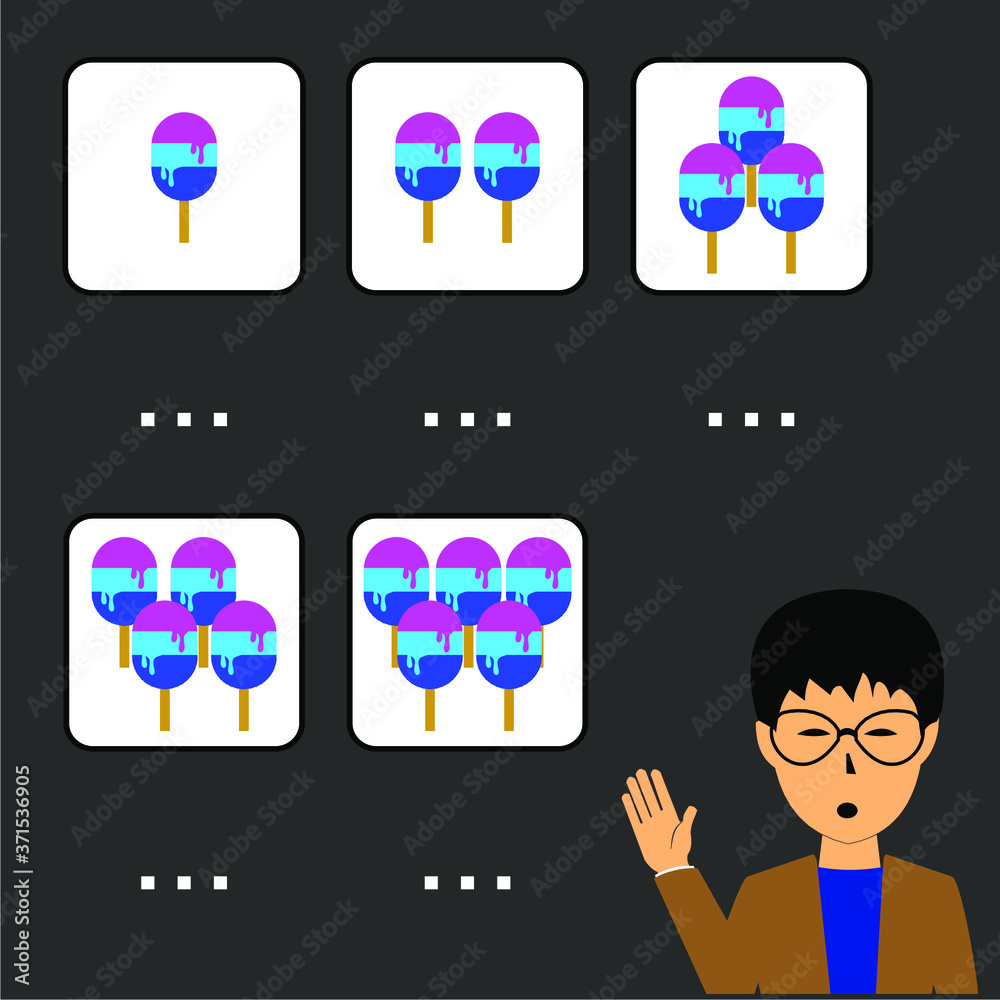 learning numbers 1 to 5 using ice cream 1, count, study, student Stock ...