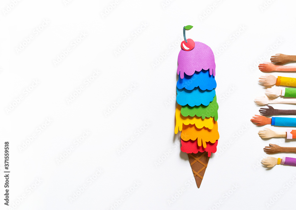 Rainbow ice cream paper craft. LGBT people parade concept Stock Photo ...