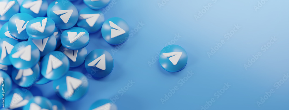 ภาพประกอบสต็อก A Bunch of Telegram Logos. Copy Space Banner Background ...