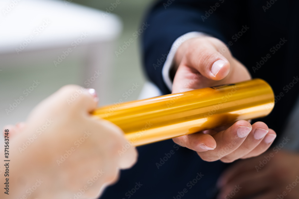 Business Man And Woman Relay Baton Handover Stock Photo | Adobe Stock