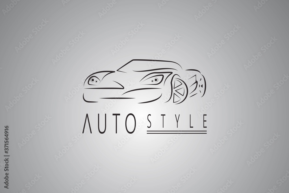 Auto style car logo design with concept sports vehicle icon silhouette ...