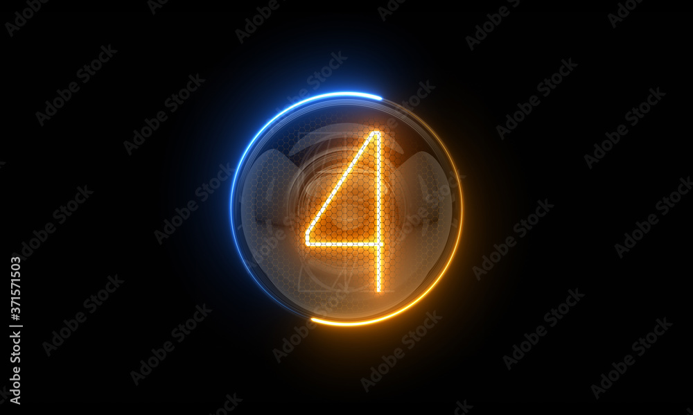 Four. Digit 4. Nixie tube indicator digit. Gas discharge indicators and ...