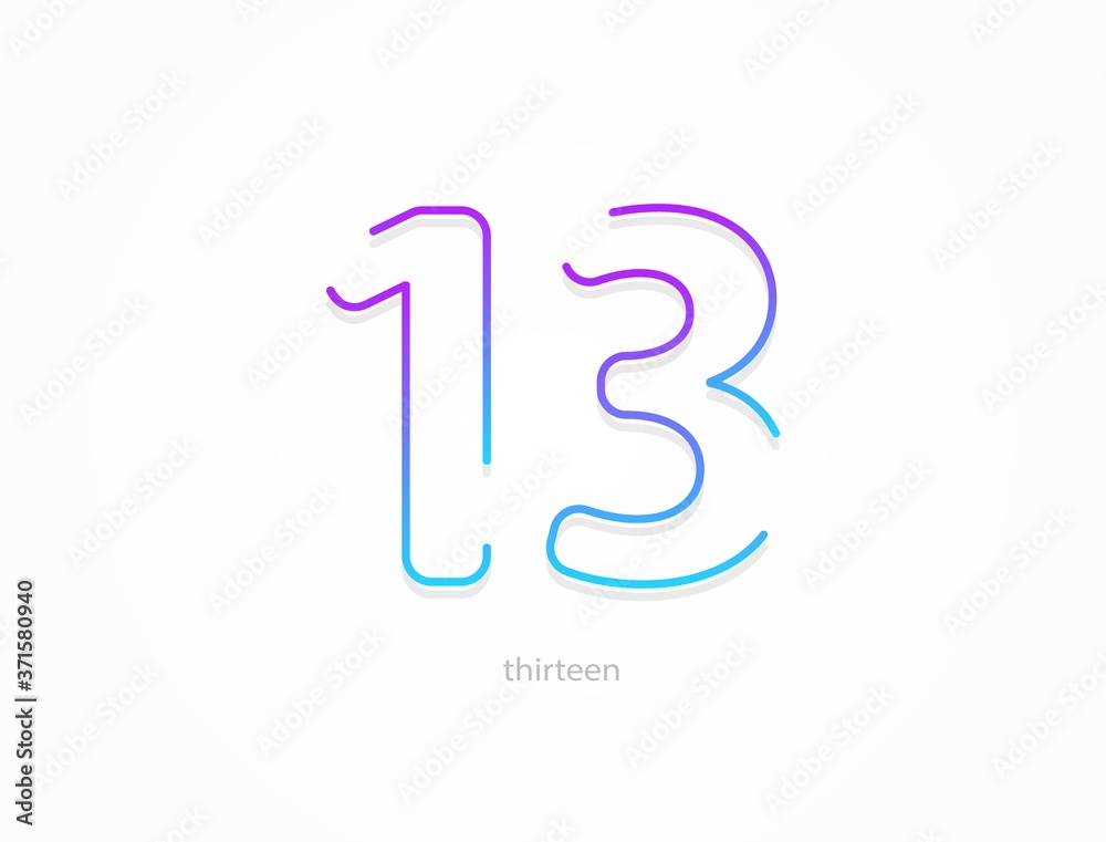 13 number, modern gradient font alphabet. Trendy, dynamic creative ...