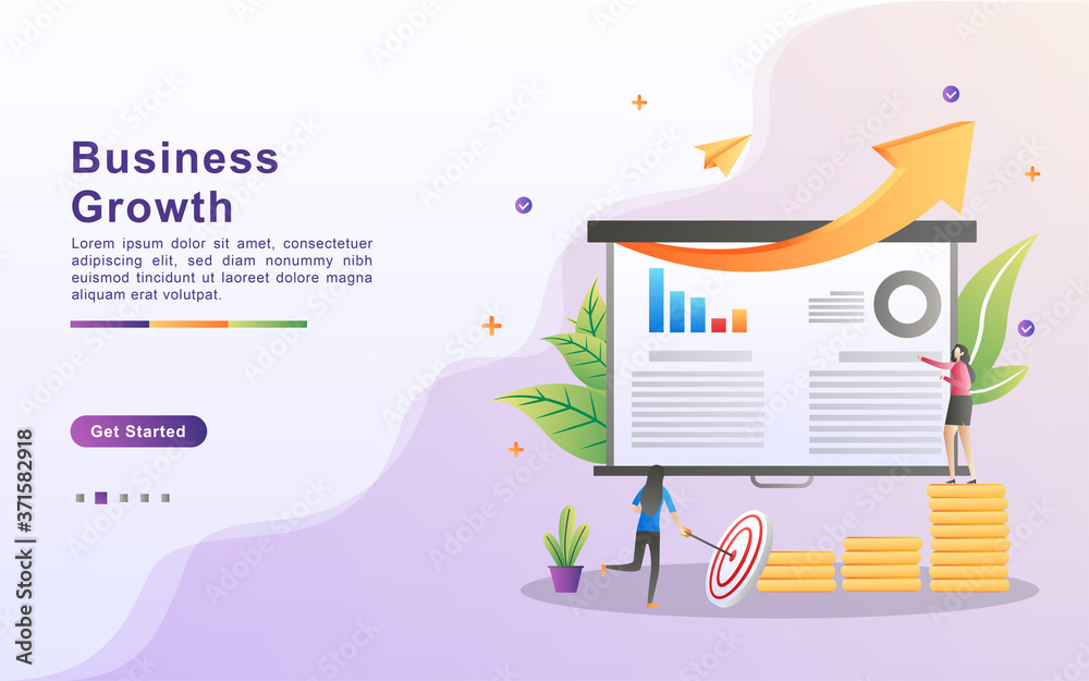 Business growth illustration concept with tiny people. Return on ...