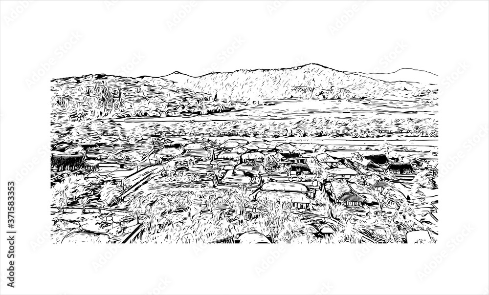 Building view with landmark of Andong is a city on the Nakdong River ...