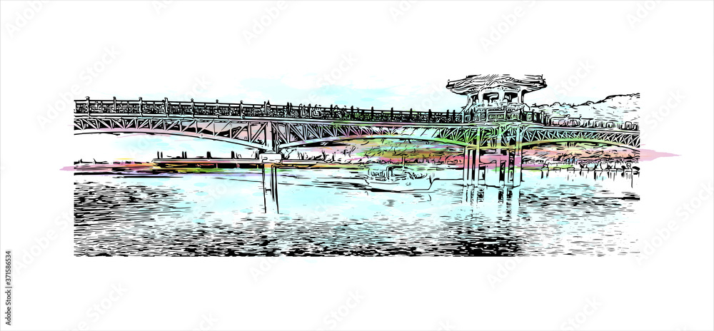 Building view with landmark of Andong is a city on the Nakdong River ...