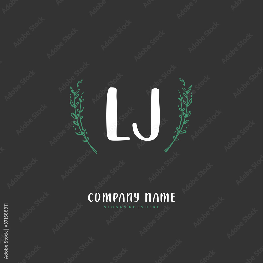 L J LJ Initial handwriting and signature logo design with circle ...