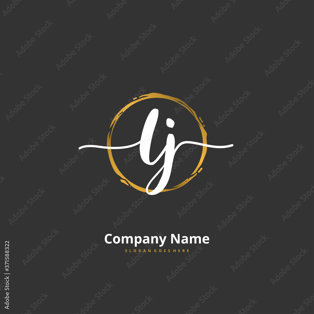 L J LJ Initial handwriting and signature logo design with circle ...