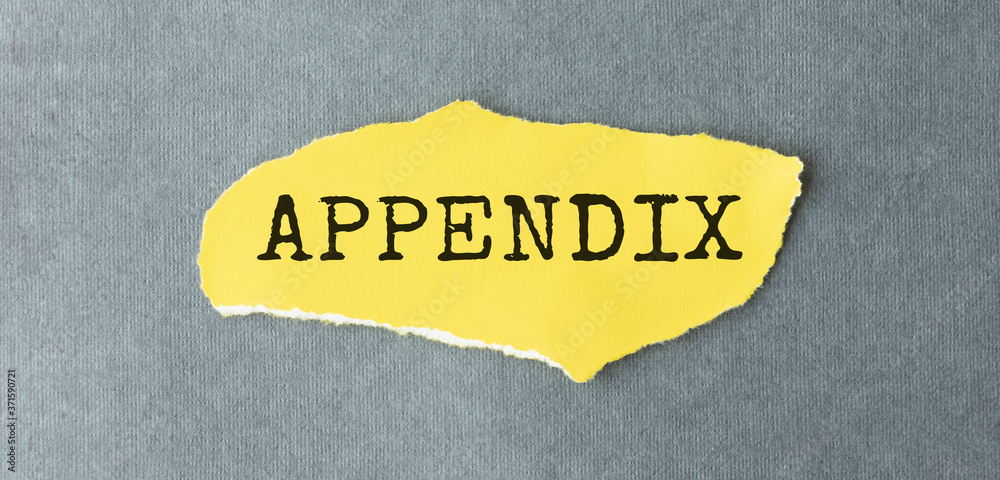 word Appendix written on a yellow piece of paper. ภาพถ่ายสต็อก | Adobe ...