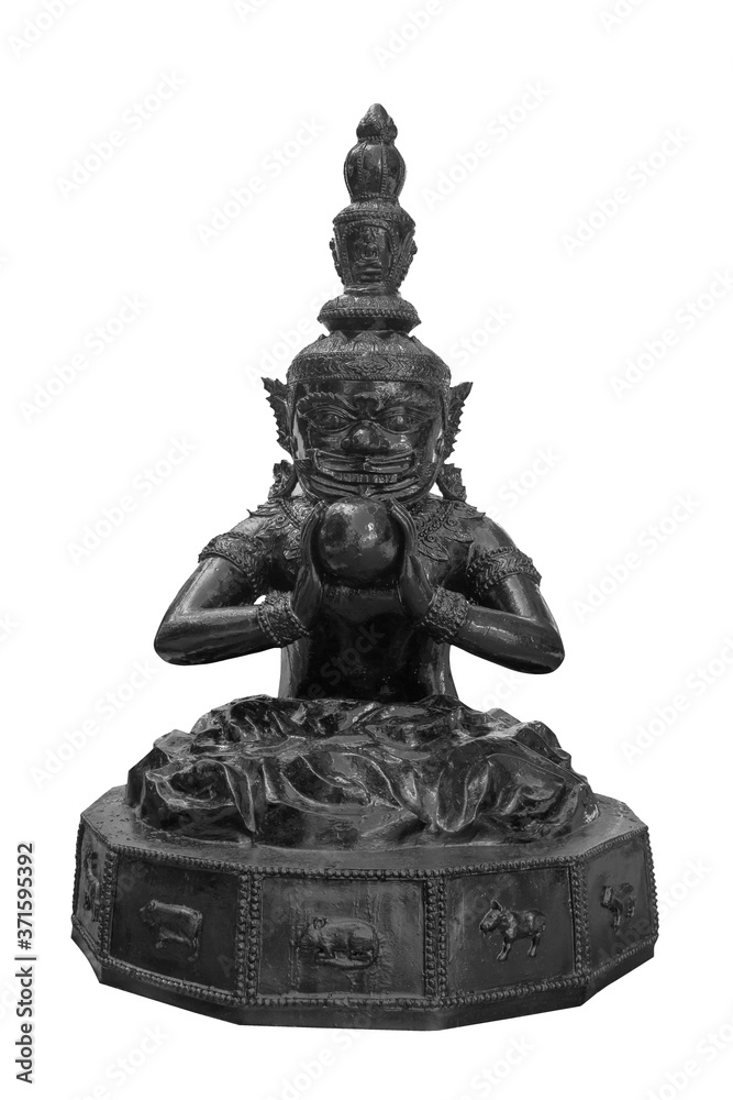 Phra Rahu statue in Thailand against the white background Stock Photo ...