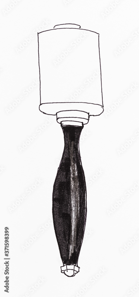 leathercrafting nylon hammer hand-drawn by black marker pen on white ...