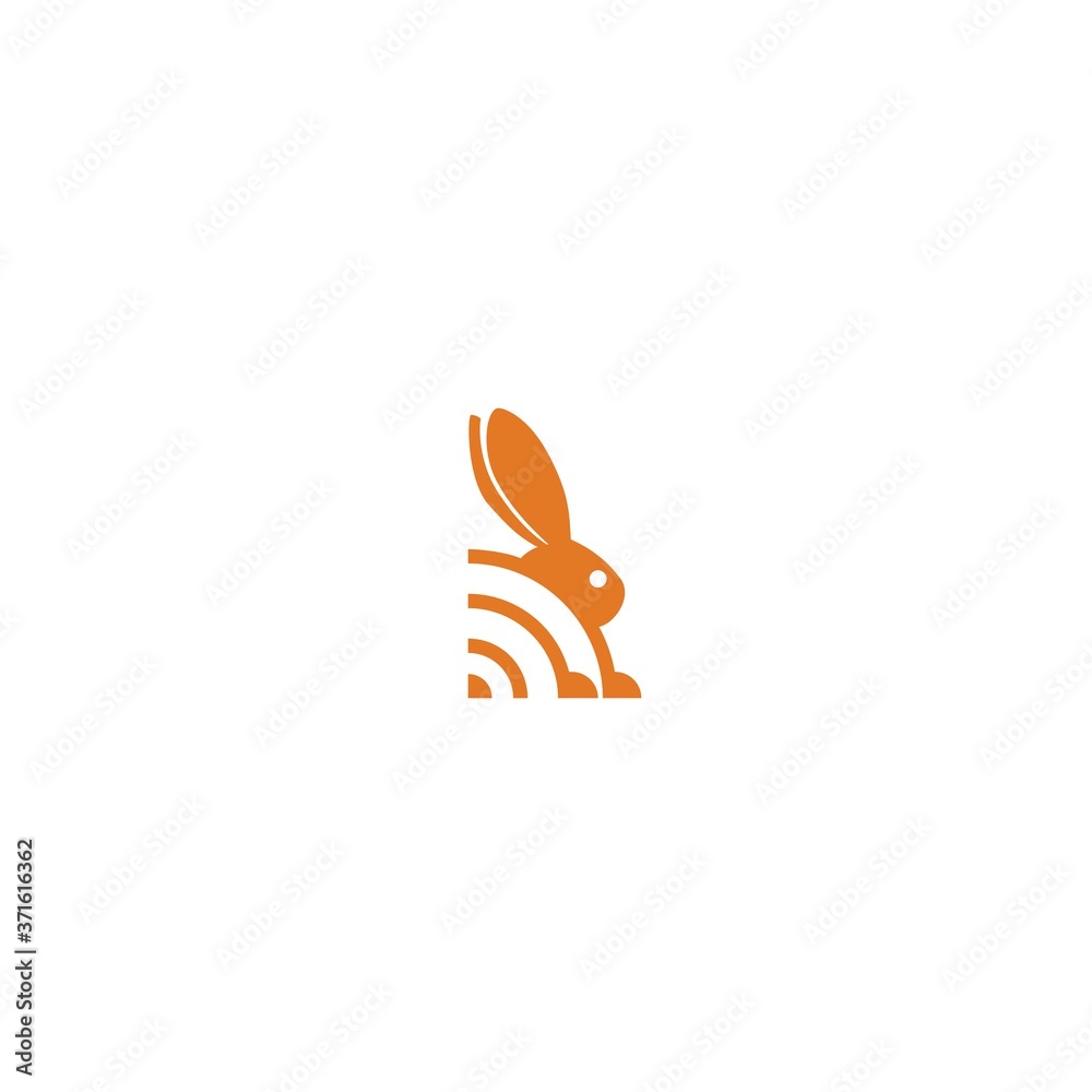 Rabbit Connection Logo. Wifi icon combine with rabbit has meaning of ...
