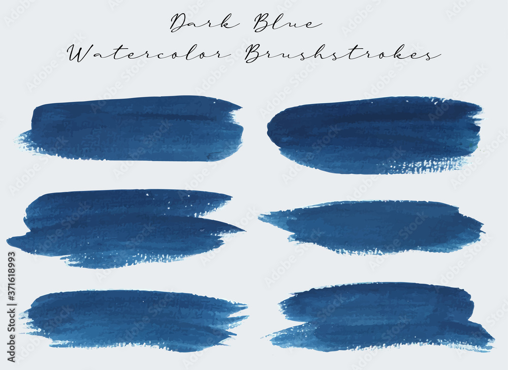 Dark Blue Watercolor Brush Strokes Stock Vector | Adobe Stock