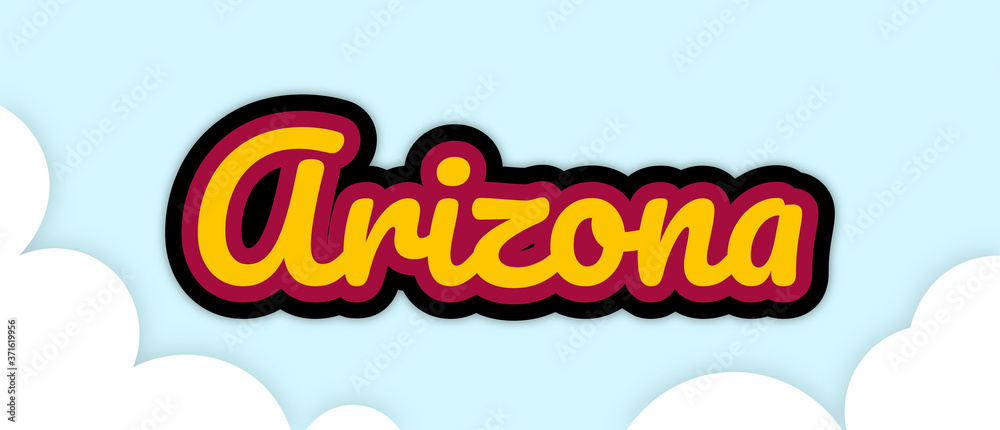 "Arizona", big bold stroke text in football colours, floating in sky ...